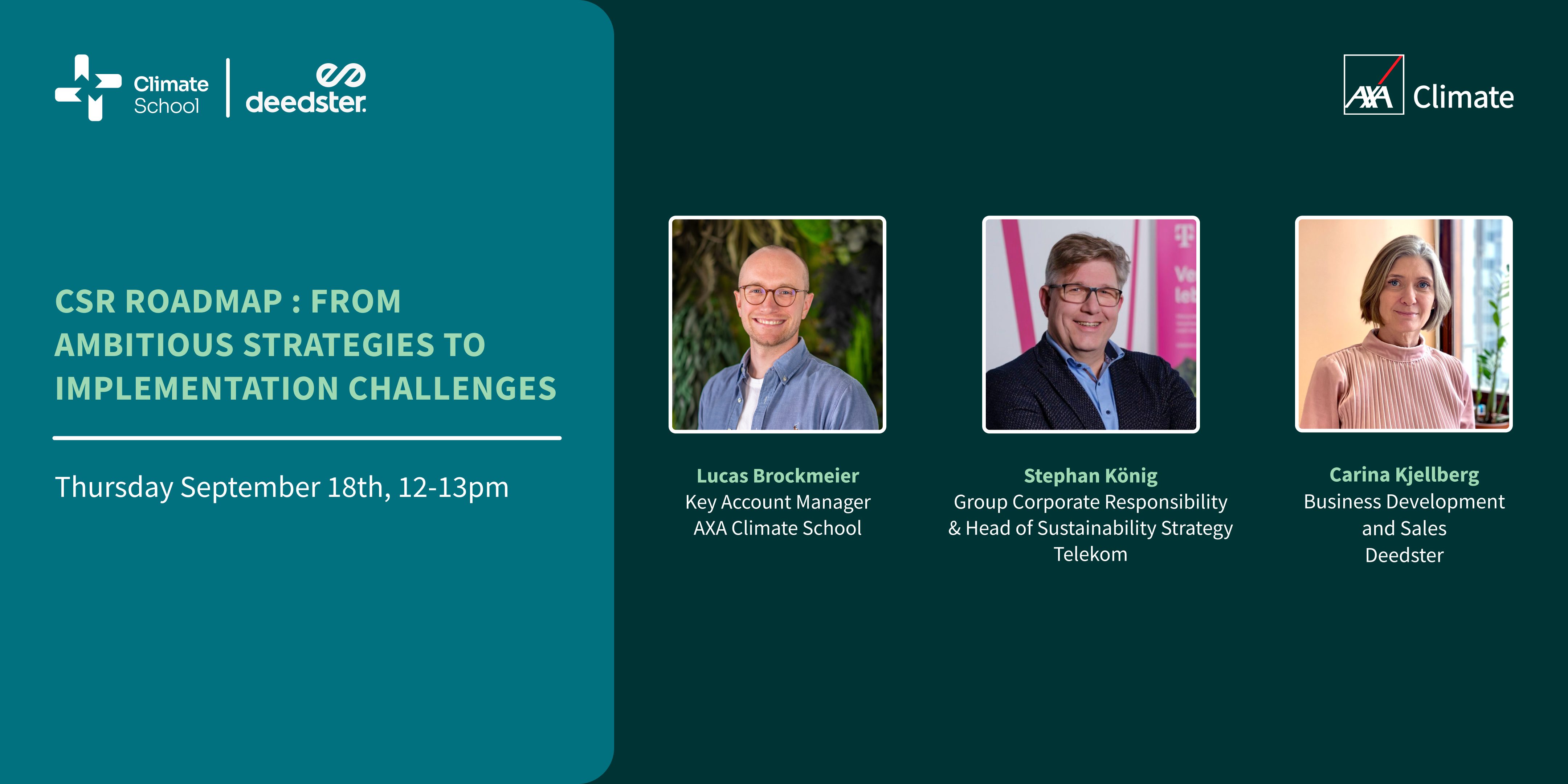 CSR Roadmap webinar replay, with Deester and Telekom | Climate School